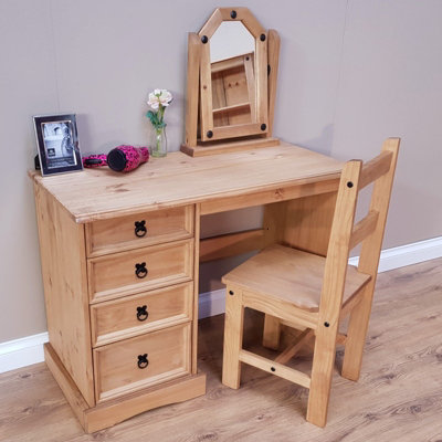 Mercers Furniture Corona Dressing Table 4 Drawer Desk Solid Pine with Mexican Styling