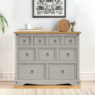 Mercers Furniture Corona Grey Wax 9 Drawer Merchants Chest 4+3+2 ...