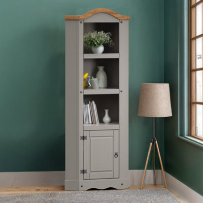 Mercers Furniture Corona Grey Wax Corner Display Unit 1 Door 3 Shelf ...