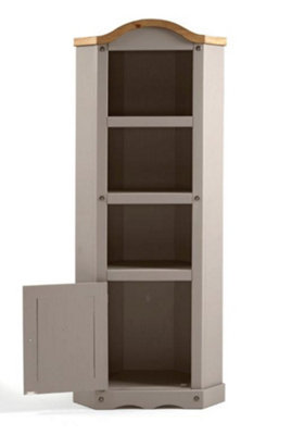 Mercers Furniture Corona Grey Wax Corner Display Unit 1 Door 3 Shelf ...