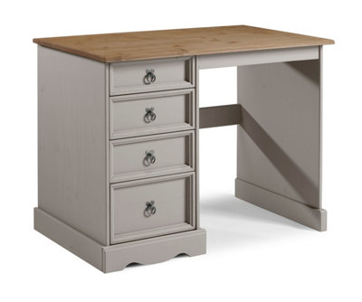 Mercers Furniture Corona Grey Wax Dressing Table 4 Drawer Computer Desk Solid Pine with Mexican ...