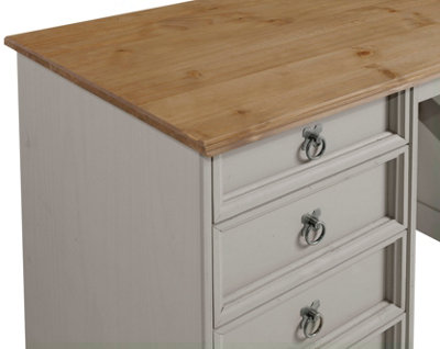 Mercers Furniture Corona Grey Wax Dressing Table 4 Drawer Computer Desk Solid Pine with Mexican ...