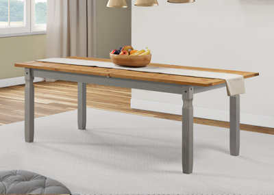 Mercers Furniture Corona Grey Wax Large Extending Dining Table Solid ...