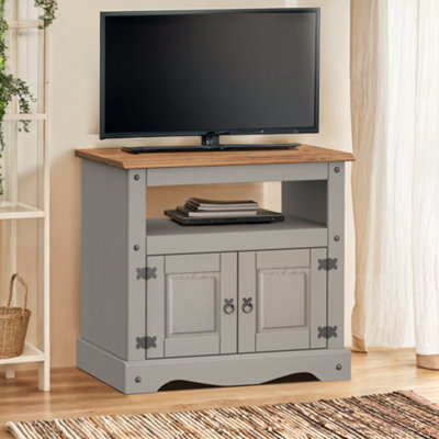 Mercers Furniture Corona Grey Wax Straight Tv Unit Diy At B Q