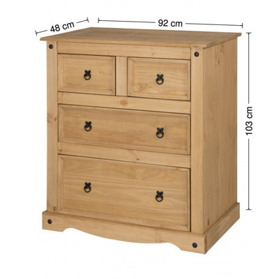 Mercers Furniture Corona LARGE 2+2 Chest of 4 Drawers Solid Wood ...