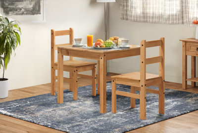 Mercers Furniture Corona Rio Dining Table & 2 Chairs Square Dining Set Solid Pine with Mexican ...