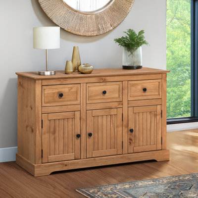 Mercers Furniture Country Antique 3 Door Sideboard Solid Wood Pine ...