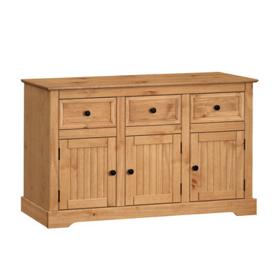 Mercers Furniture Country Antique 3 Door Sideboard Solid Wood Pine ...