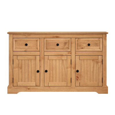 Mercers Furniture Country Antique 3 Door Sideboard Solid Wood Pine ...