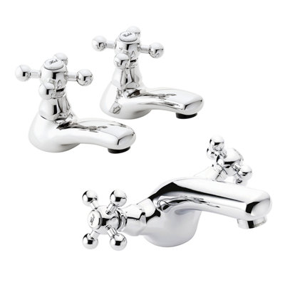 Mercia Traditional Bathroom Bundle - Basin Tap Pair Chrome and Mono ...