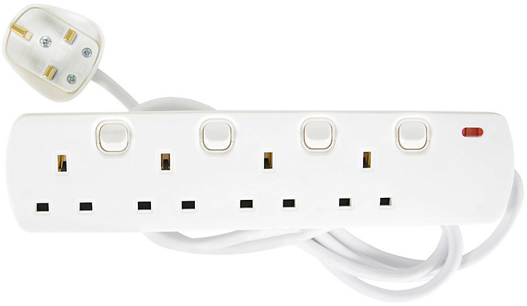 Mercury 4 Gang Switched Extension Lead- 2M | DIY at B&Q Mercury 4 Gang Switched Extension Lead- 2M | DIY at B&Q