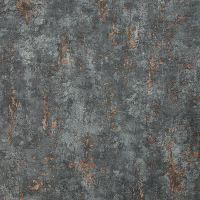 Mercury Wallpaper in Charcoal and Copper