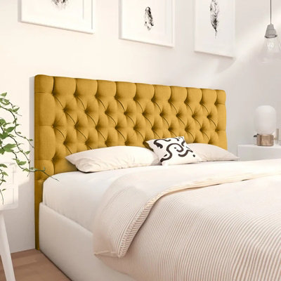 Merland 54 inch Floorstanding Headboard Plush Velvet - Mustard | DIY at B&Q
