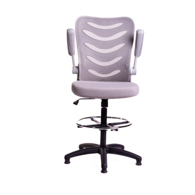 Merlin Draughtsman Chair with Grey Fabric Seat