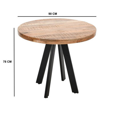 Merlin Mango Wooden 4 Seater Round Dining Table Set With 4 Chairs