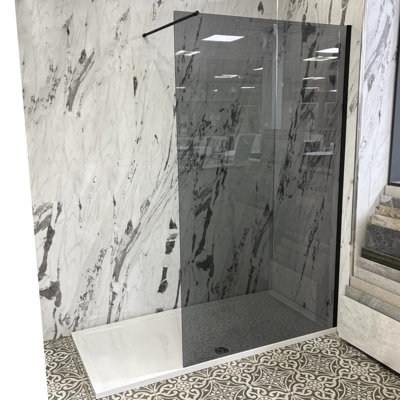 Merlyn Black Walk In Shower Screen Frameless Tinted Glass Wetroom 900mm