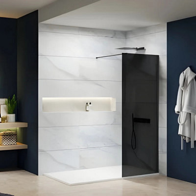 Merlyn Black Walk In Shower Screen Frameless Tinted Glass Wetroom 900mm