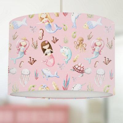 Mermaids and Friends Ceiling Lampshade Pink 25cm x 19cm