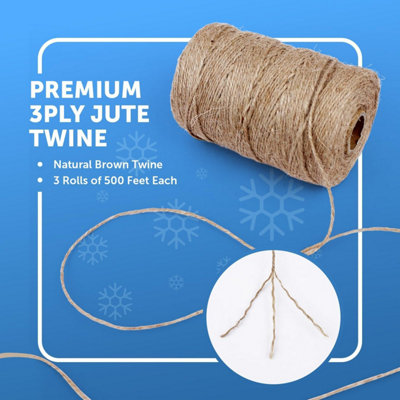 Merrimen Biodegradable Jute Christmas Wrapping Twine 3 Rolls of Strong ...