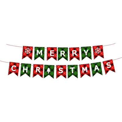 Merry Christmas Banner Red Green Santa Festive Party Decor Xmas Sign ...