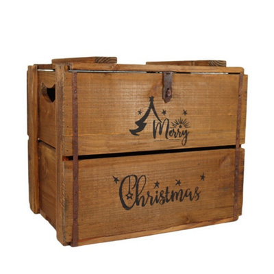 Merry Christmas Box - Wood - L19 x W27 x H30 cm