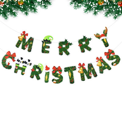 Merry Christmas Bunting Banner, Christmas Letter Garland Banner Xmas ...