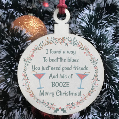 Merry Christmas Gift For Best Friend Hanging Wood Bauble Funny ...