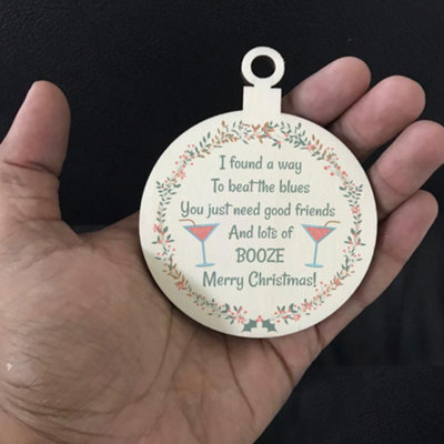 Merry Christmas Gift For Best Friend Hanging Wood Bauble Funny ...