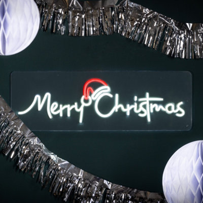 Merry Christmas Neon Sign Light Indoor LED Xmas Decoration Mains ...