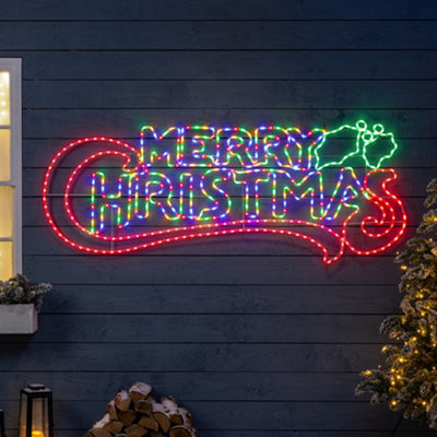 Merry Christmas Sign Rope Light Outdoor Christmas Decoration LED Xmas ...