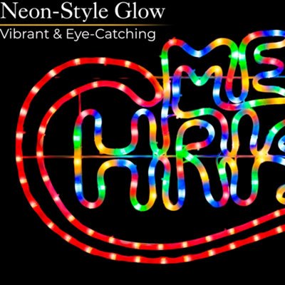 Merry Christmas Silhouette Rope Light Large Outdoor LED Wall Decoration ...