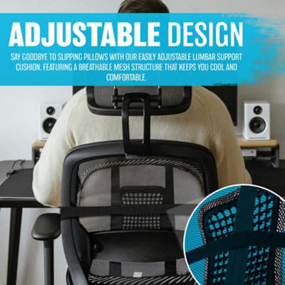 Mesh Black Lumbar Cushion Office Seat Spine Support Lower Back Pain ...
