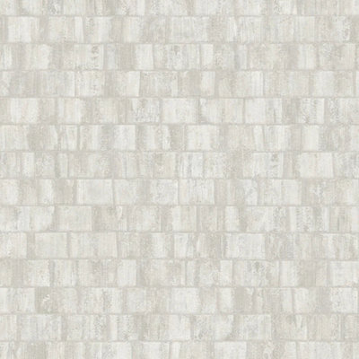 Messina Tile Wallpaper in Beige and Gold