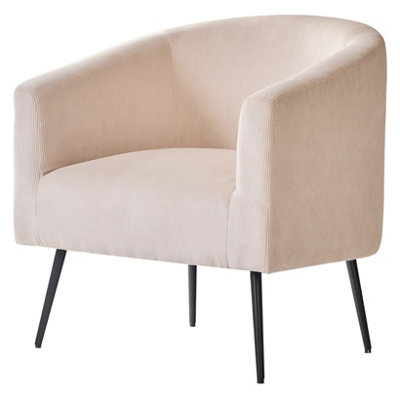 Metal and Corduroy Beige Lounge Chair Modern Design Style Living Room