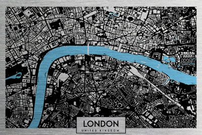 Buy Metal Art London Map Brushed Aluminium Print at B&Q