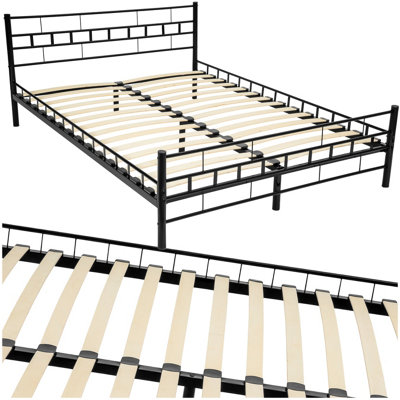 Metal bed frame with slatted base 200 x 140 cm - 47 cm - black