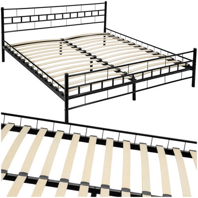 Metal bed frame with slatted base 200 x 180 cm - 47 cm - black