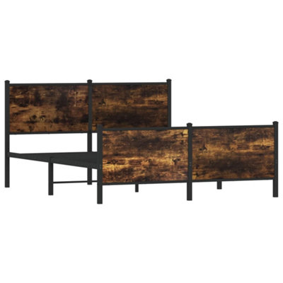 METAL BED FRAME WITHOUT MATTRESS SMOKED OAK 140X200 CM