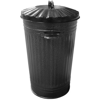 Metal Bin 45L Antique Silver Galvanised Slim Tapered Steel Bin for ...