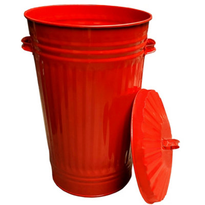 Metal Bin Retro Dustbin Waste Bin Animal Feed or Fire Bin - Outdoor or ...