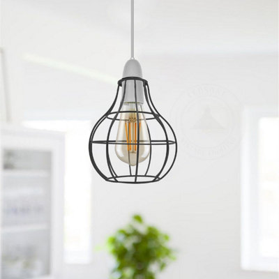 Metal Black Wire Cage Ceiling Light Shade Easy Fit Lamp Shade, Ceiling ...