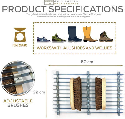 Metal Boot Scrapper with adjustable Boot Cleaning Brush- Heavy Duty ...