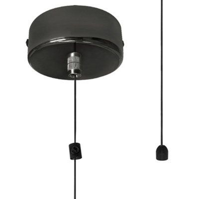 Metal Ceiling Pull Cord Light Switch 1 Way 6A Black Nickel PU04