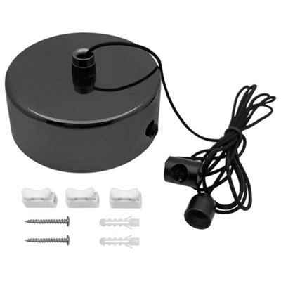 Metal Ceiling Pull Cord Light Switch 1 Way 6A Black Nickel PU04