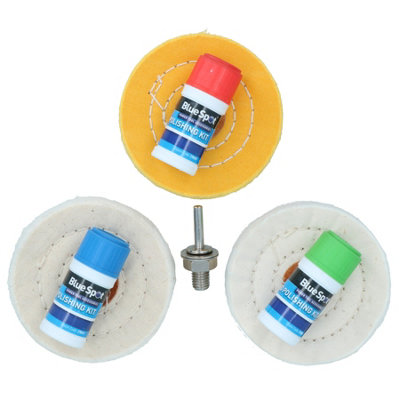 Metal Cleaning and Polishing Kit for Drills 4in 100mm Mops and Compound ...