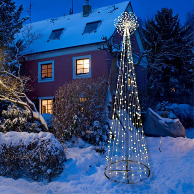 Metal Cone Tree with LED Lights and Star Burst Topper