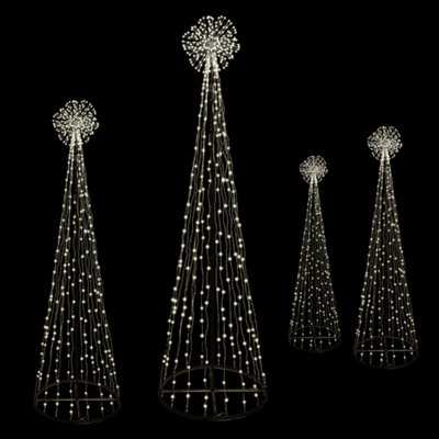 Metal Cone Tree with LED Lights and Star Burst Topper