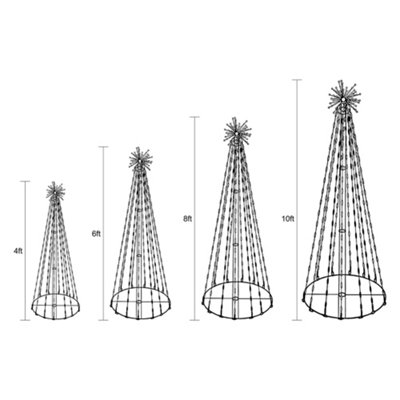 Metal Cone Tree with LED Lights and Star Burst Topper