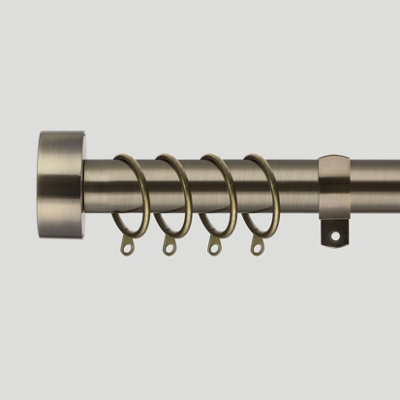 Metal Curtain Pole Set Extendable 40cm to 144cm Flat Antique Brass ...