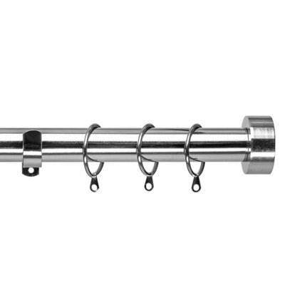 Metal Curtain Pole Set Extendable 40cm to 144cm Flat Chrome Curtain ...